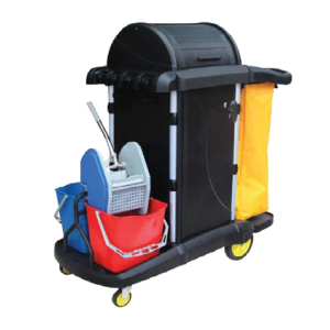 Fully Compartment Janitorial Trolley c/w Double Mop Bucket - Superior ...