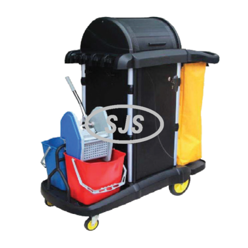 Fully Compartment Janitorial Trolley c/w Double Mop Bucket - Superior ...