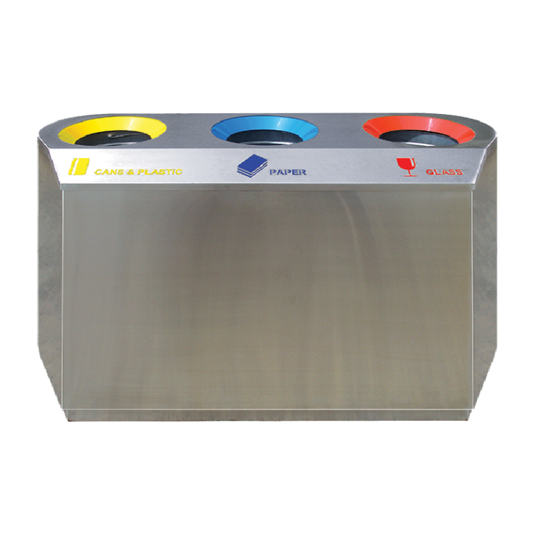 Shop Stainless Steel Recycle Bin - Flat 3 in 1 % - Superior Janitorial ...