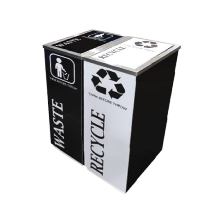SS102 (BLK) |CE2| Black Powder Coated Recycle Bin Rectangular c/w Flip ...