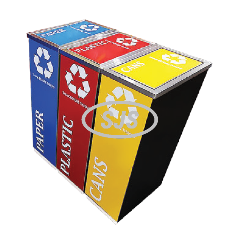 SS102 (BLK) |CE3| Black Powder Coated Recycle Bin Rectangular c/w Flip ...