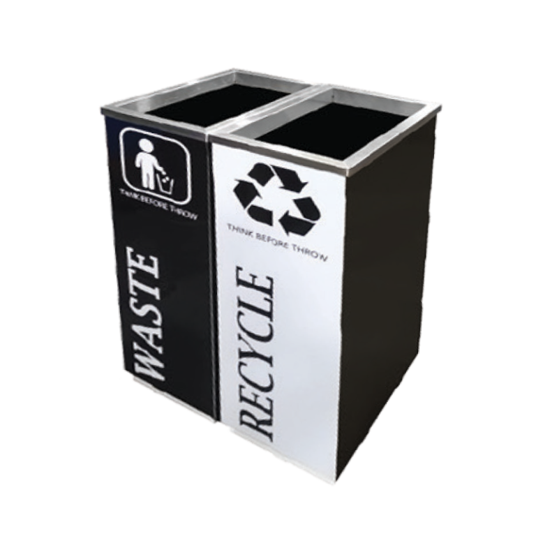 SS102-OTB |CE2| Black Powder Coated Recycle Bin Rectangular c/w Flip ...