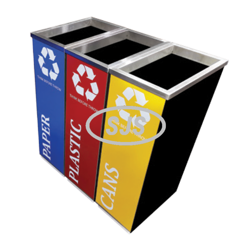 SS102-OTB |CE3| Black Powder Coated Recycle Bin Rectangular c/w Open ...