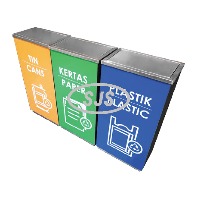 SS102 (BLK) |CM3| Black Powder Coated Recycle Bin Rectangular c/w Flip ...