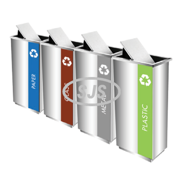SS102 Stainless Steel Recycle Bin Rectangular c/w Flip Top (4 in 1) – Viper