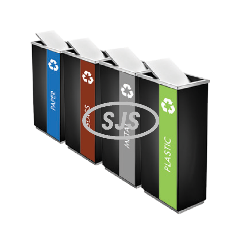 SS102(BLK) Black Powder Coated Recycle Bin Rectangular c/w Flip Top (4 ...