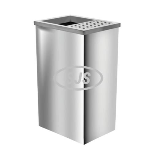 Shop Stainless Steel Rectangular Bin c/w 3/5 Open & 2/5 Ashtray Top ...
